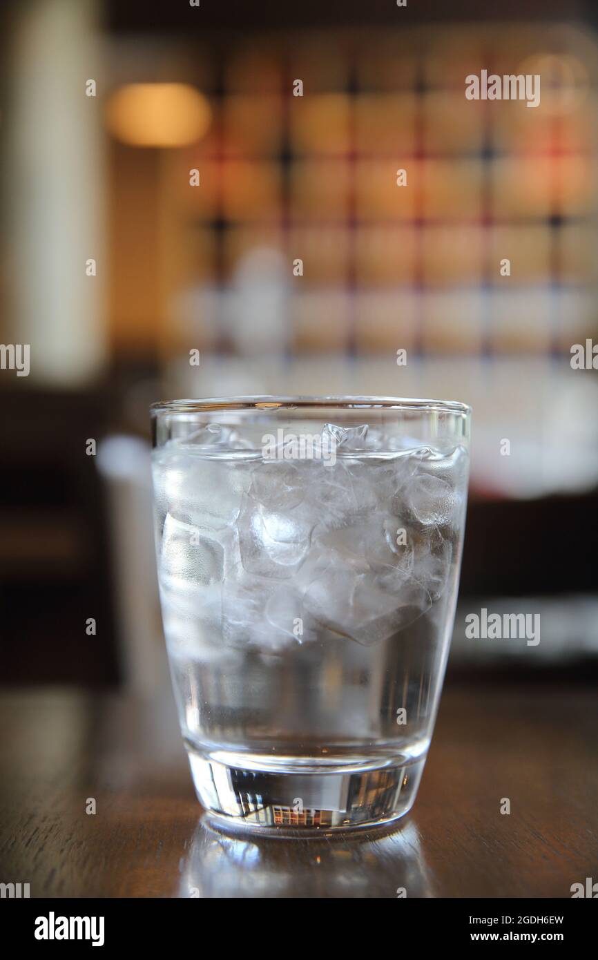 Water glass in restaurant Stock Photo - Alamy