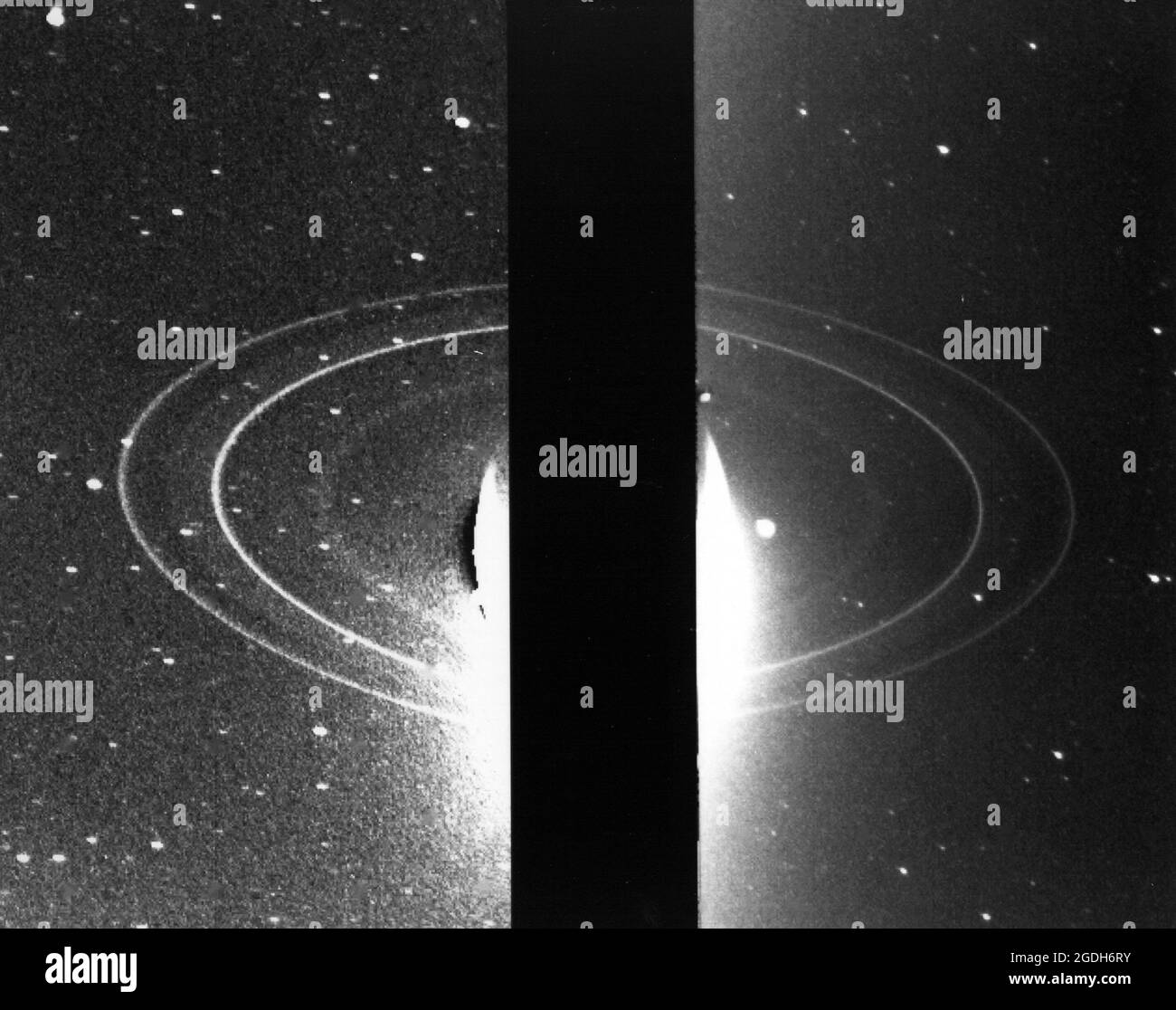 The rings of Neptune as seen by the Voyager 2 space craft Stock Photo ...