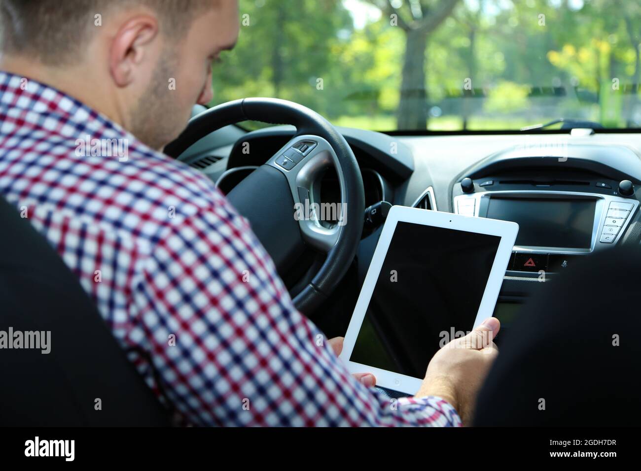 Driving car and path finding to navigator Stock Photo - Alamy