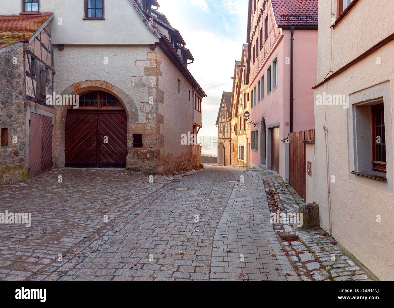 View of the stone towers and medieval buildings in the historic city ...