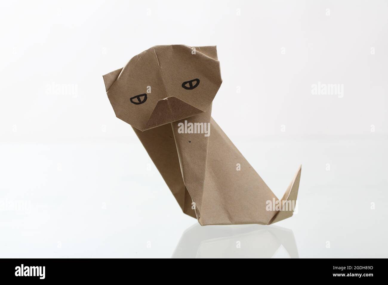Origami dog papercraft by recycle paper isolated in white background ...