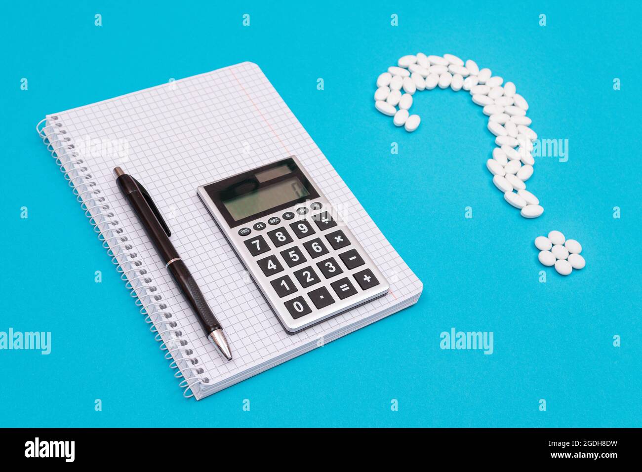 Treatment Costs and Budget. Question Mark Made from White Pills and ...