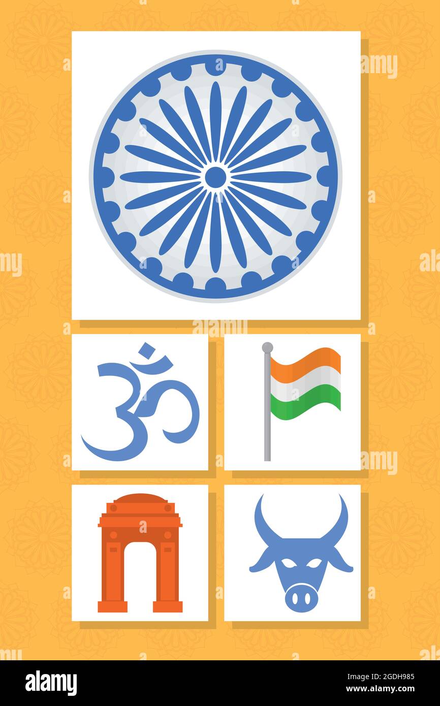 india symbols set on orange background Stock Vector Image & Art - Alamy