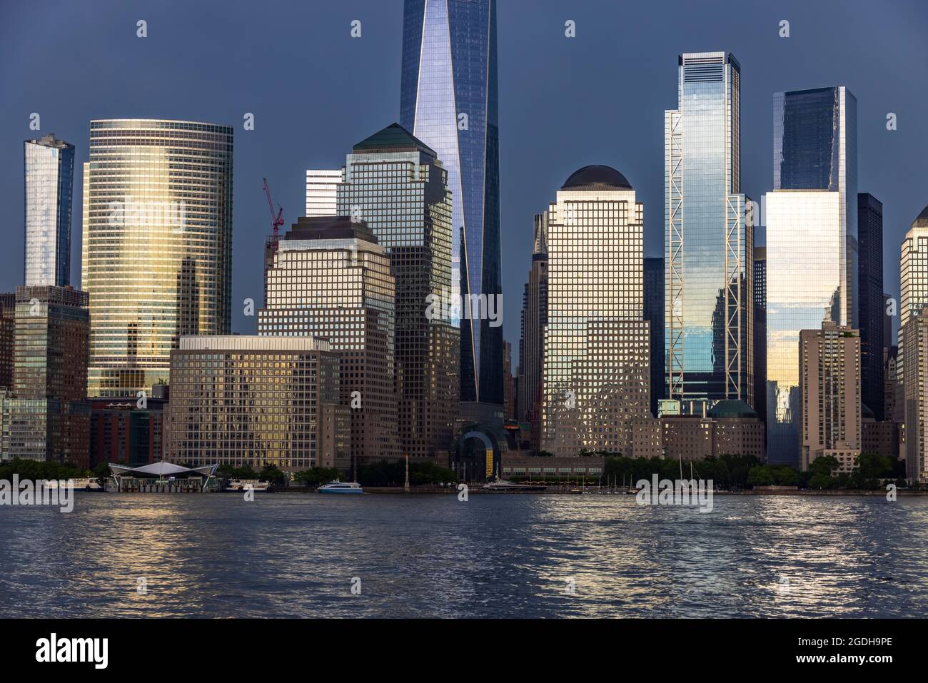 The sunlight illuminates the Lower Manhattan skyscraper NYC Stock Photo ...