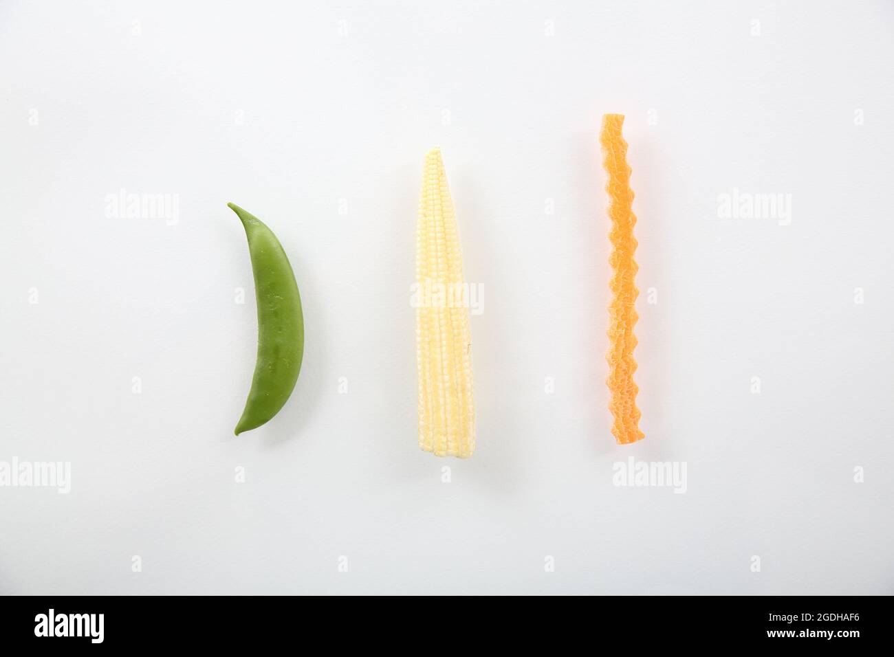 baby corn carrot and green soybeans isolated on white background Stock ...