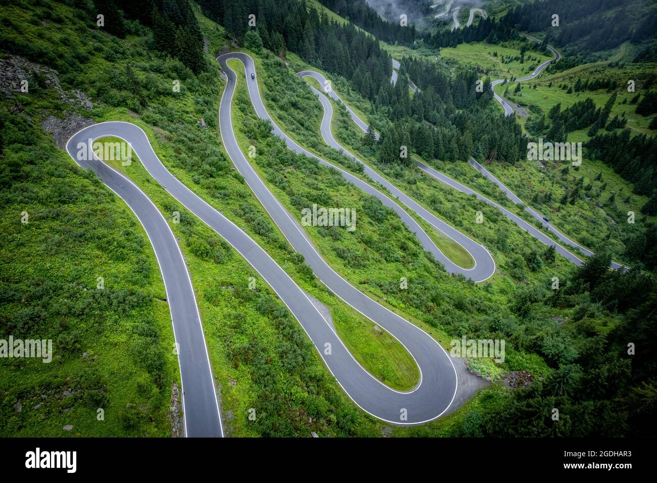 The bending road of Silvretta High Alpine Road in Austria Montafon ...