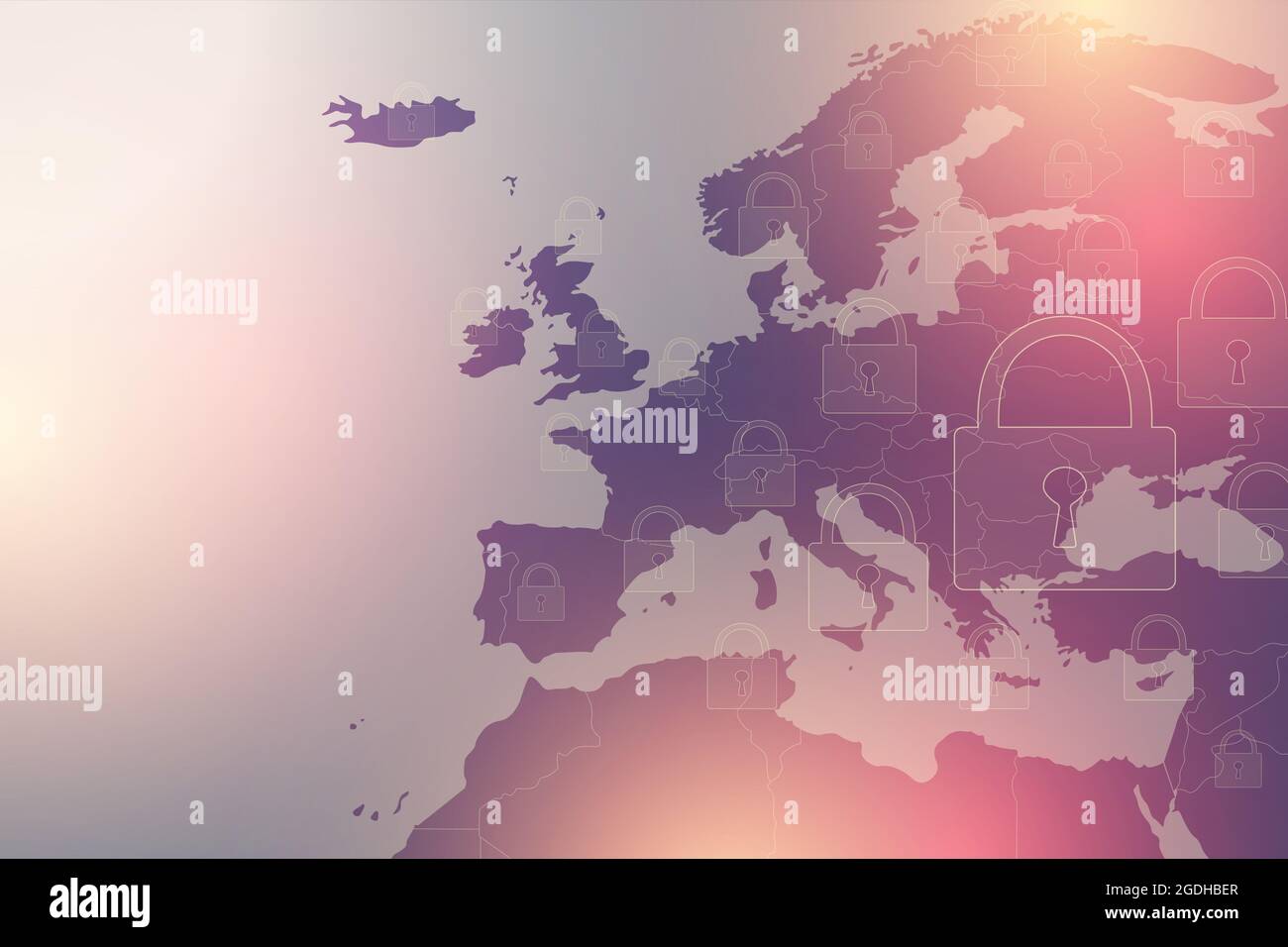 GDPR - General Data Protection Regulation. Europe map and flag ...