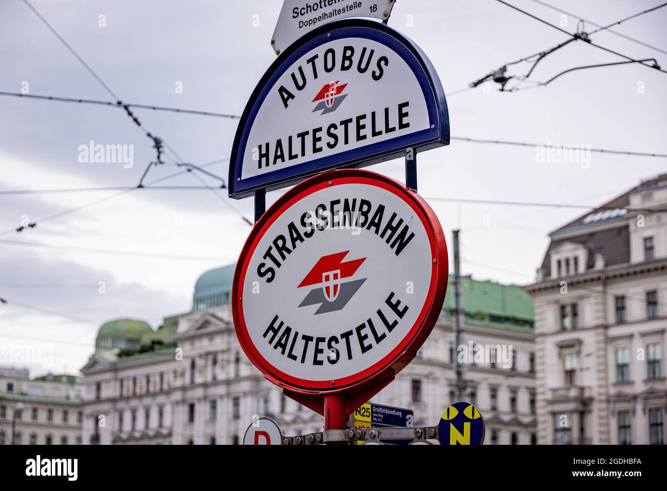 Bus stop and Tram stop in the city of Vienna - VIENNA, AUSTRIA, EUROPE ...