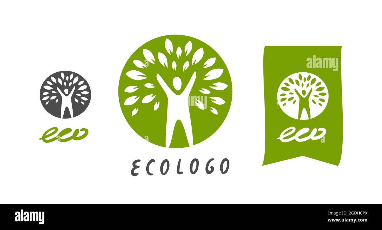 Abstract icon of human tree. Eco logo, nature, environment concept ...