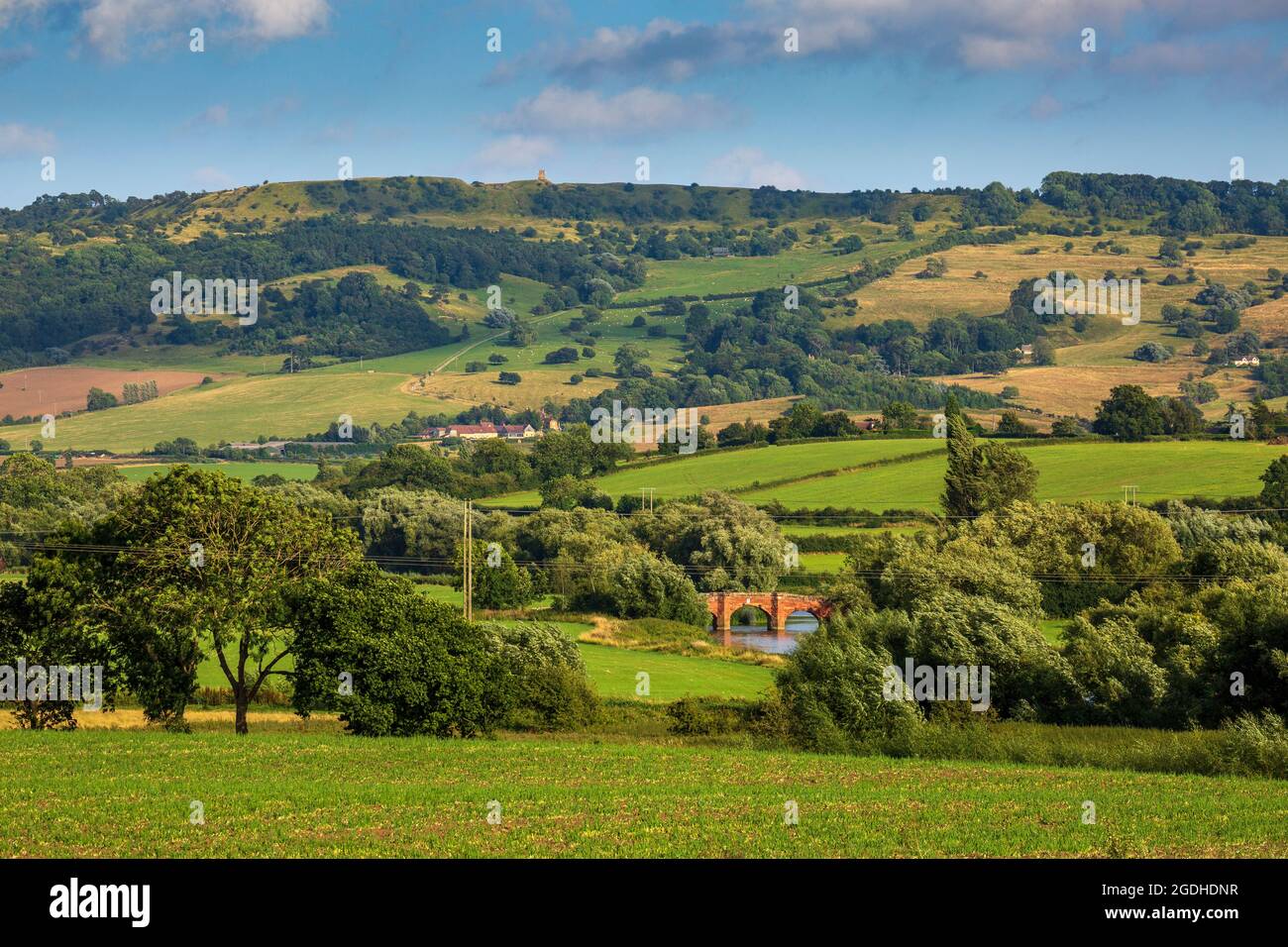 A view of Bredon HIll with Parson's Folly and Eckington Bridge ...
