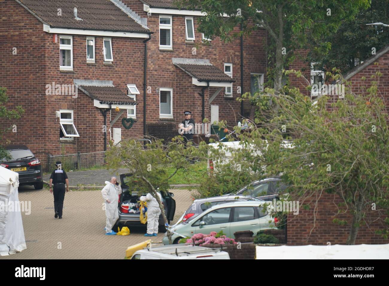 Police forensic work continues at the scene in Biddick Drive in the ...