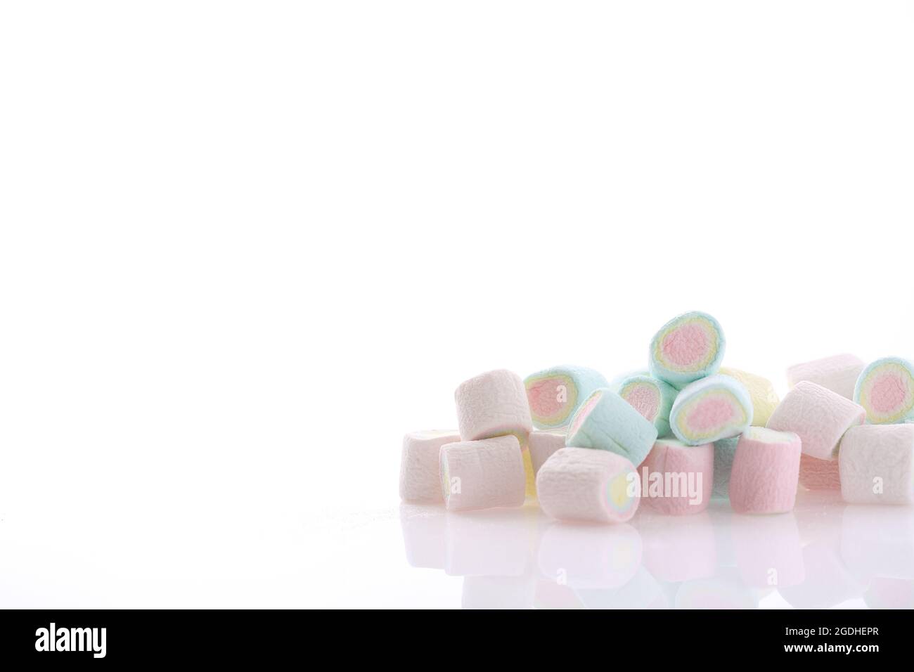 Pastel colourful marshmallows isolated in white background Stock Photo ...
