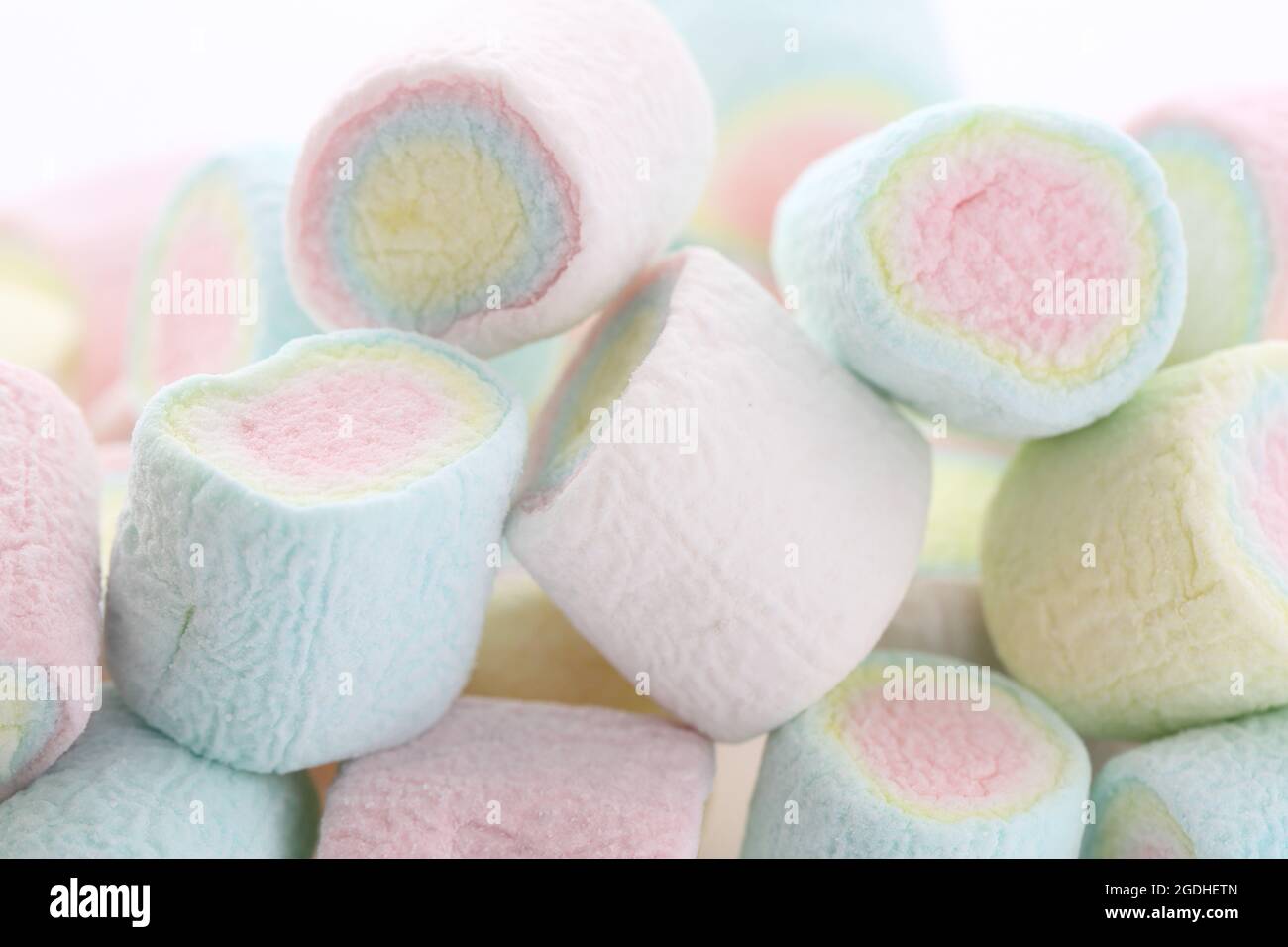 Pastel colourful marshmallows isolated in white background Stock Photo ...