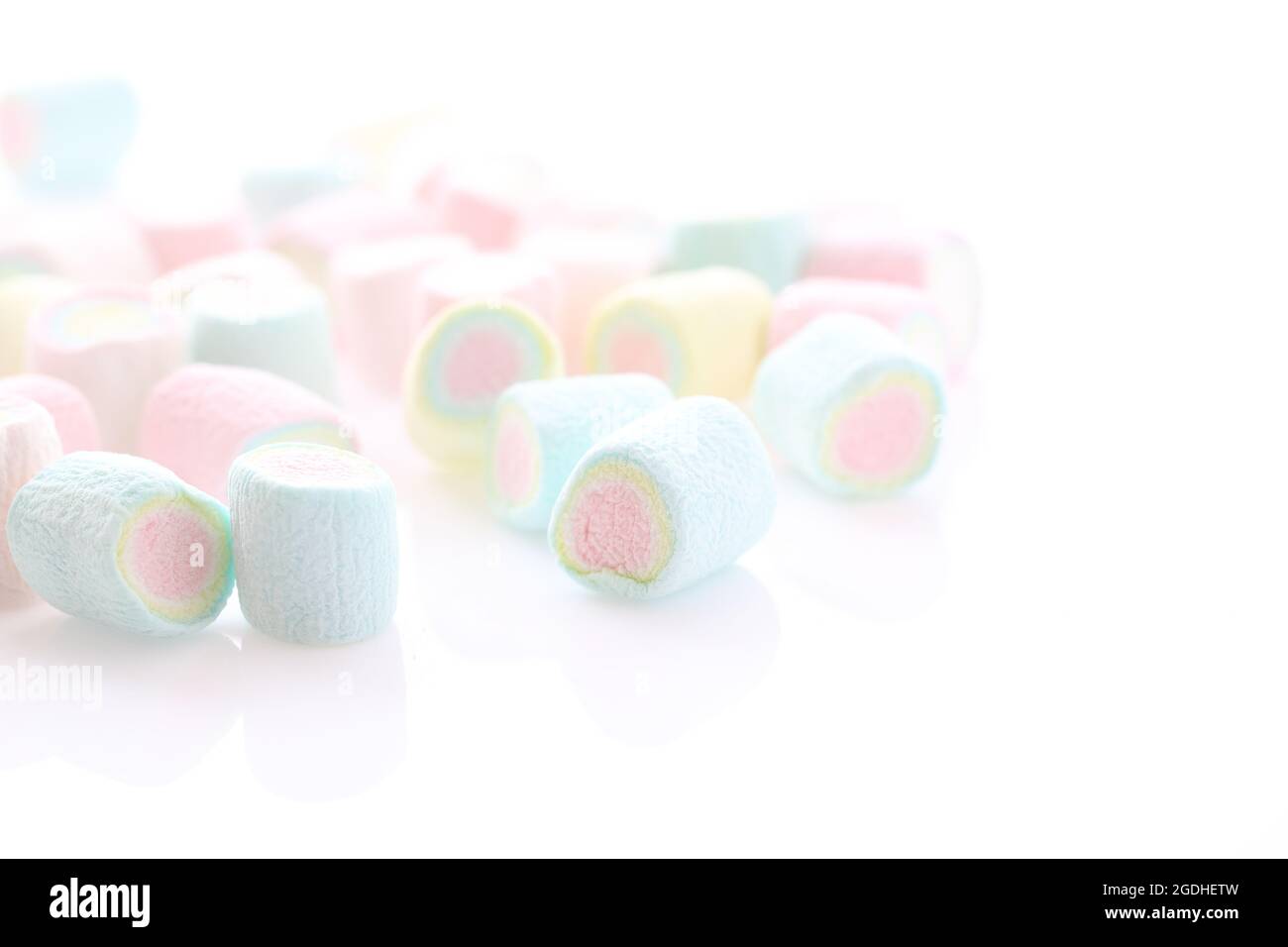 Pastel colourful marshmallows isolated in white background Stock Photo ...