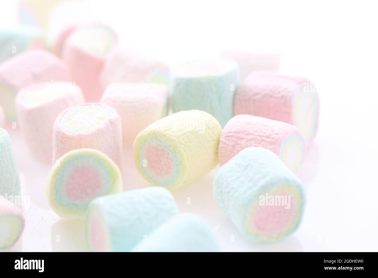 Pastel colourful marshmallows isolated in white background Stock Photo ...