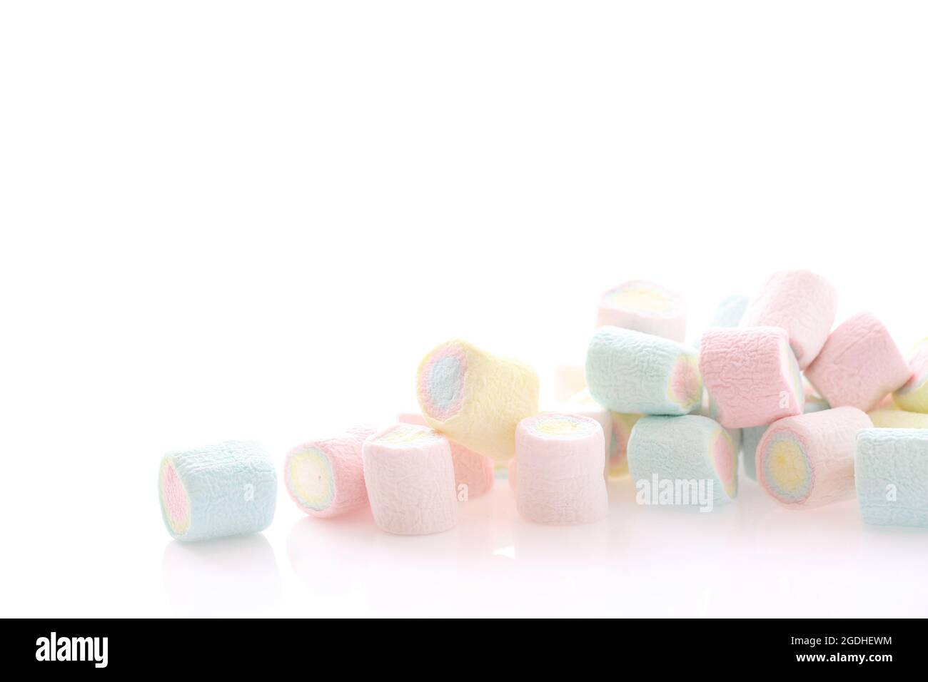 Pastel colourful marshmallows isolated in white background Stock Photo ...