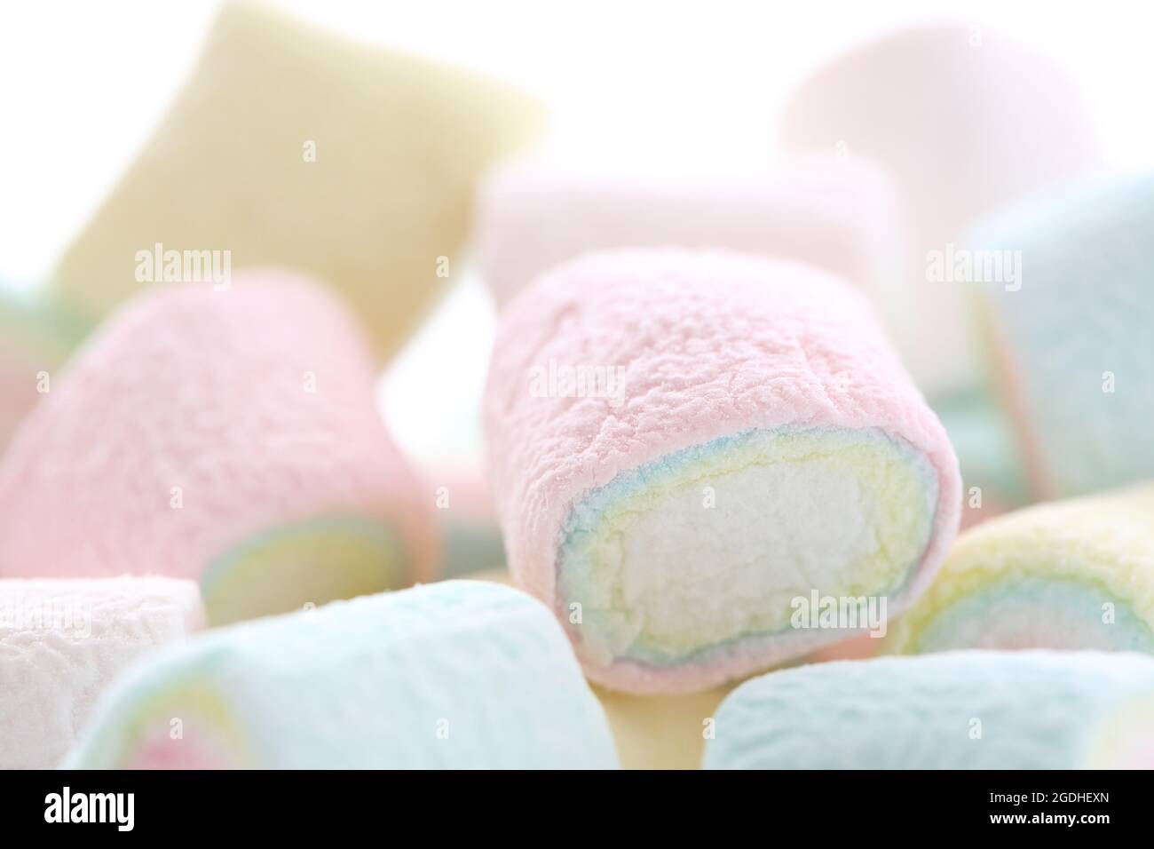 Pastel colourful marshmallows isolated in white background Stock Photo ...