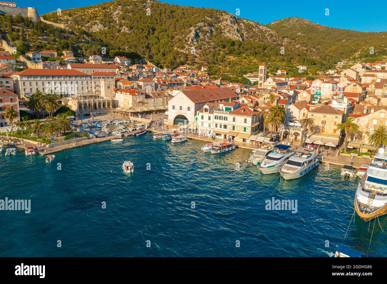 Aerial view of Hvar town on Hvar island, Croatia Stock Photo - Alamy