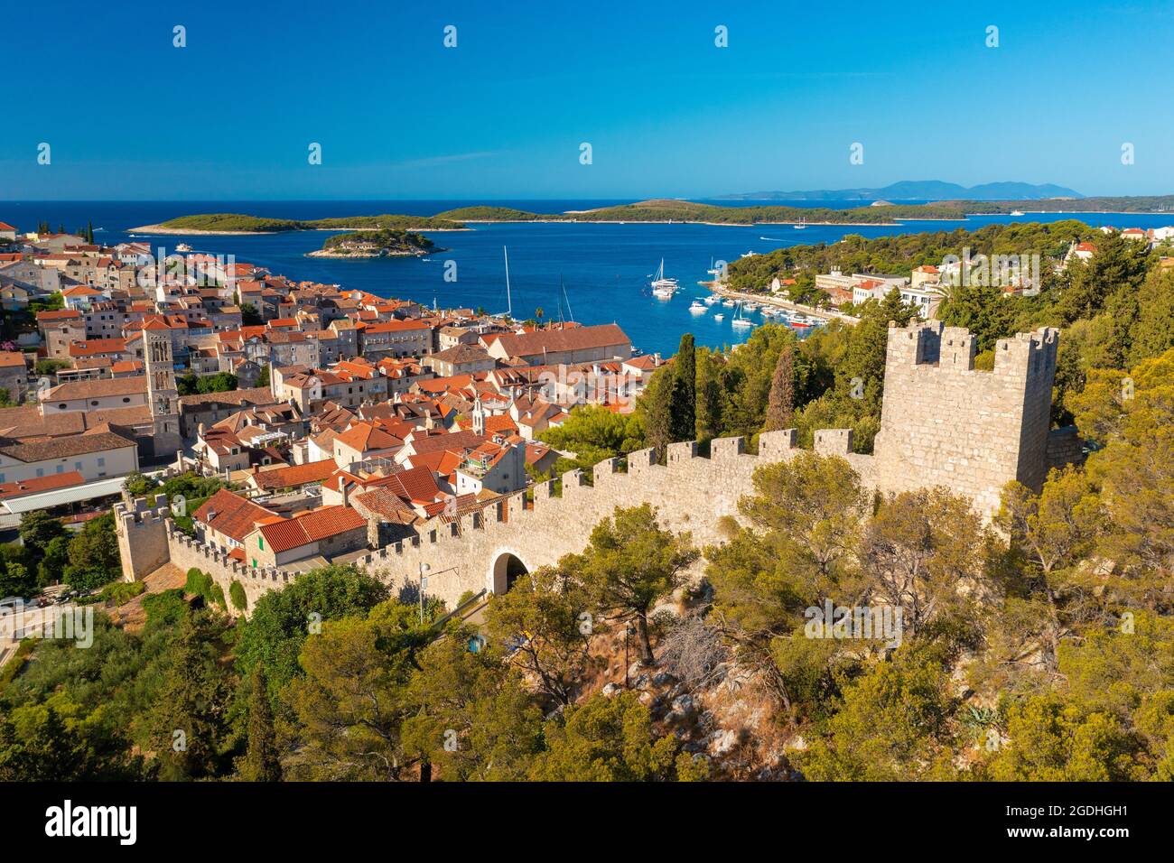 Aerial view of Hvar town on Hvar island, Croatia Stock Photo - Alamy