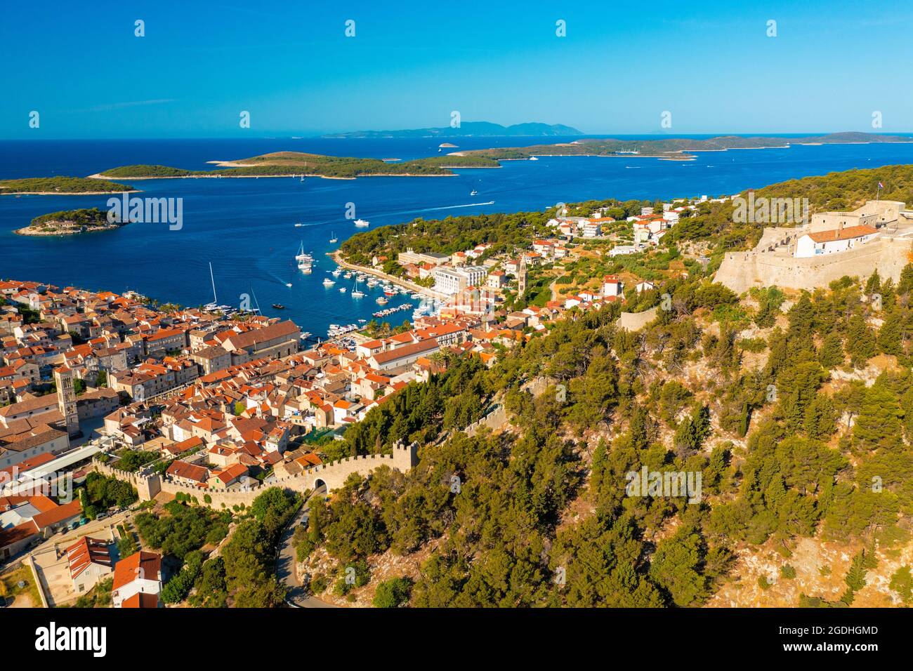 Aerial view of Hvar town on Hvar island, Croatia Stock Photo - Alamy