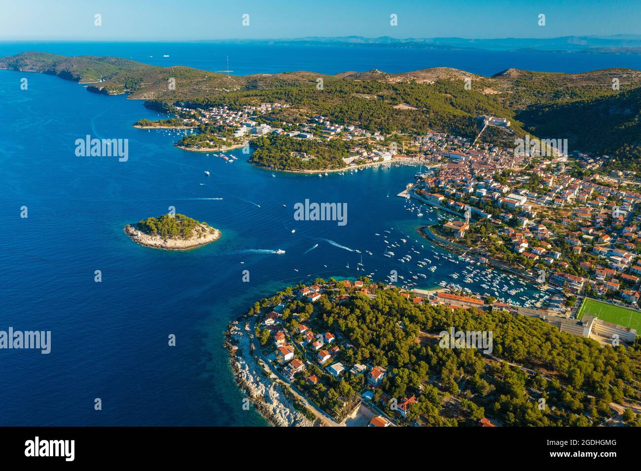Aerial view of Hvar town on Hvar island, Croatia Stock Photo - Alamy
