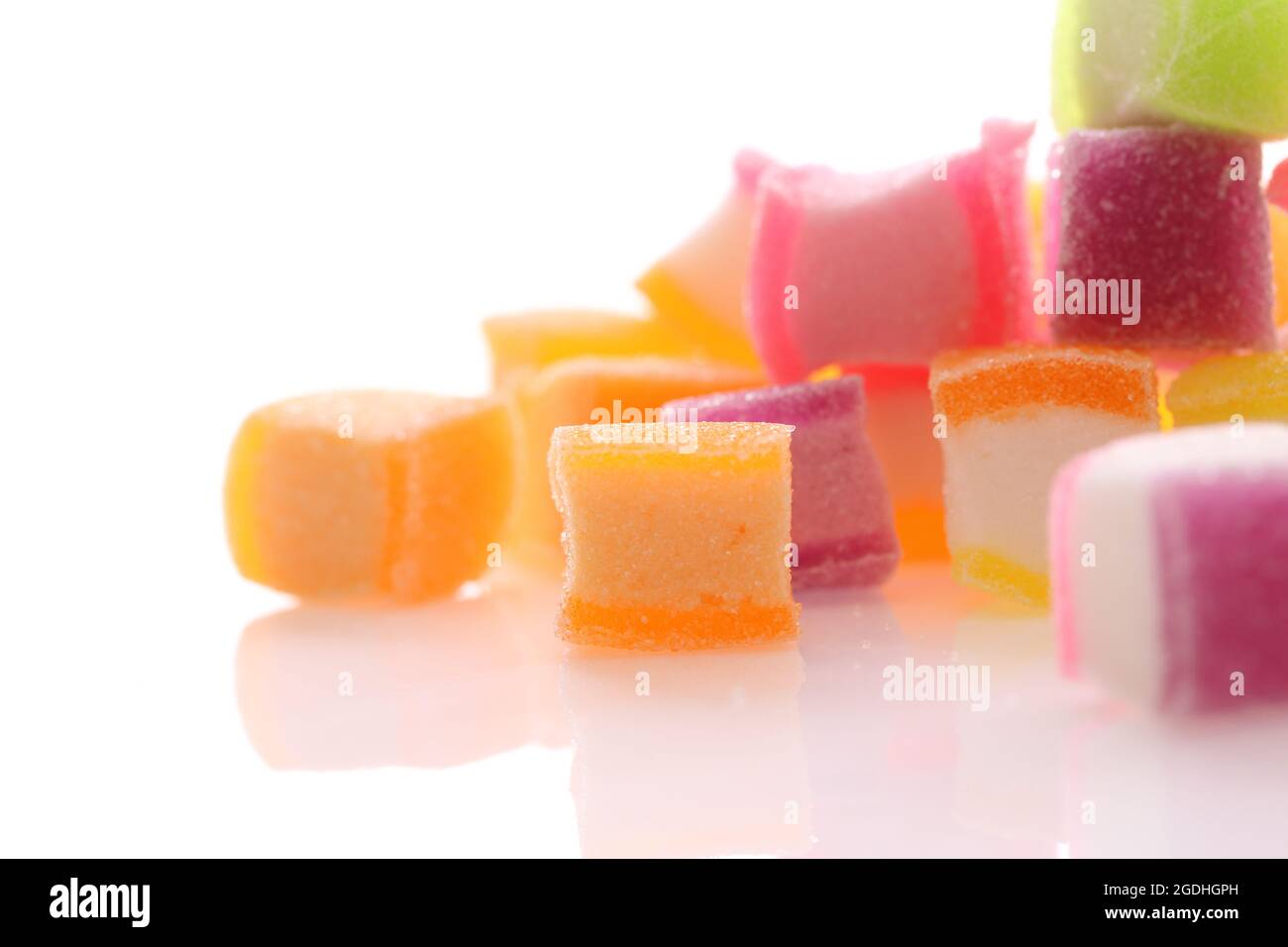 Colorful cube jelly candy isolated in white background Stock Photo - Alamy