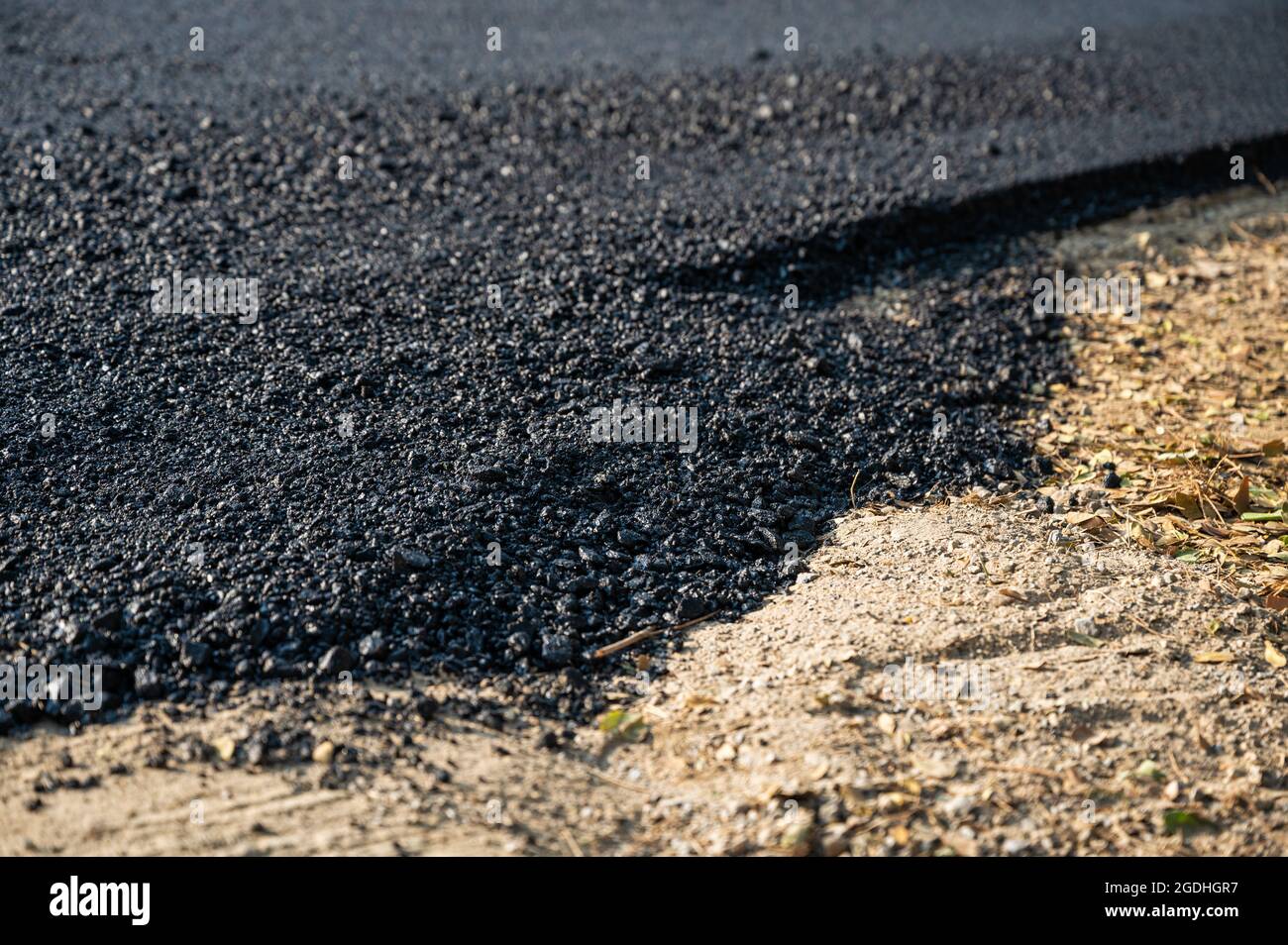 New asphalt tarmac texture road of repairing on the damaged highway in ...