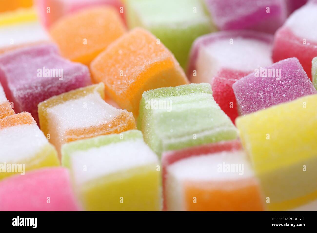 Colorful cube jelly candy isolated in white background Stock Photo - Alamy