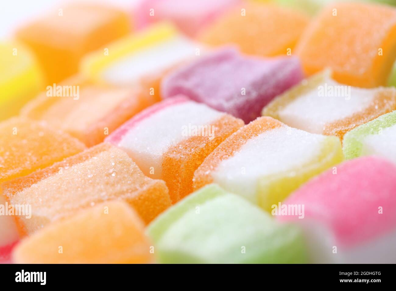 Colorful cube jelly candy isolated in white background Stock Photo - Alamy