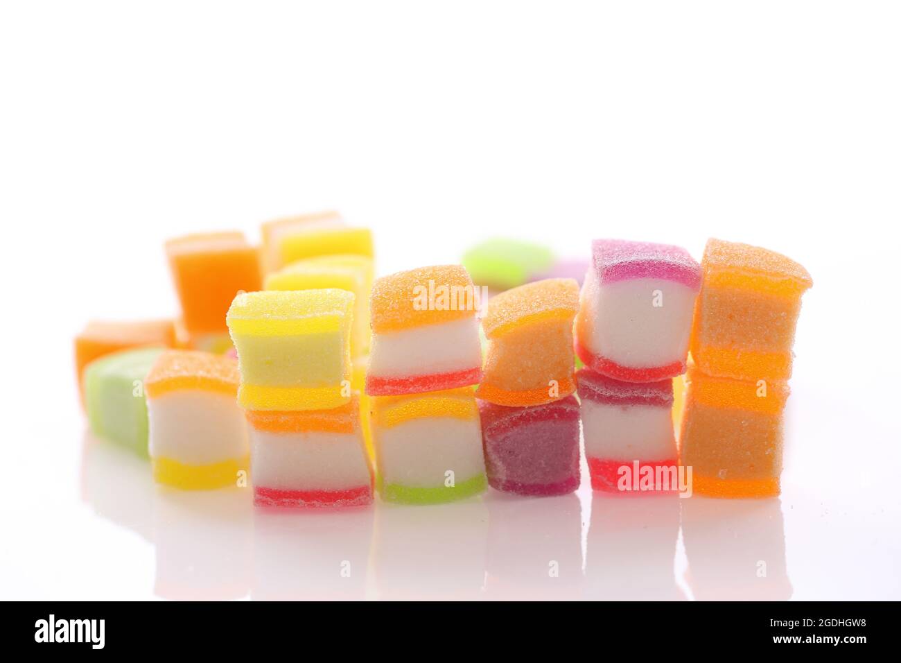 Colorful cube jelly candy isolated in white background Stock Photo - Alamy