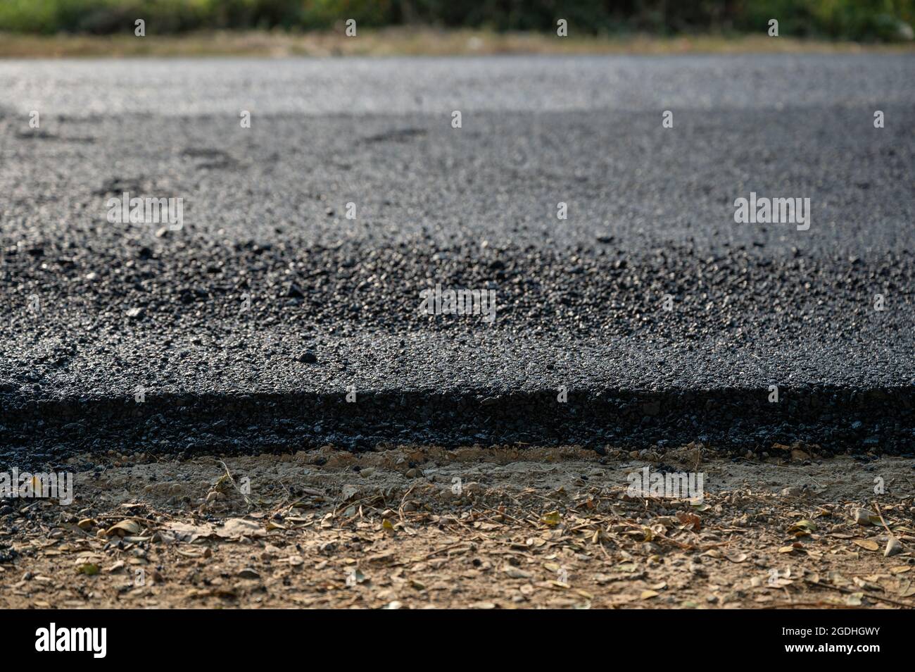 New asphalt tarmac texture road of repairing on the damaged highway in ...