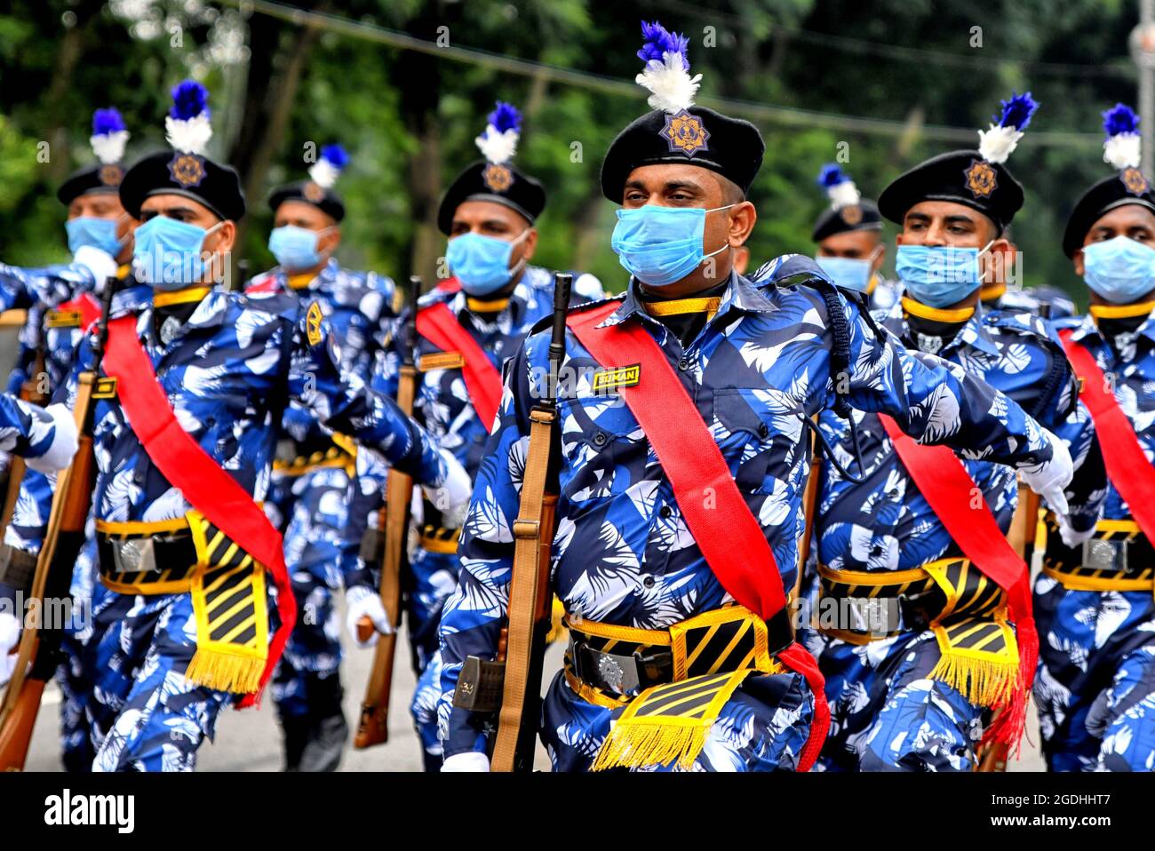 Kolkata, India. 13th Aug, 2021. Rapid Action Force(RAF) Police men's ...