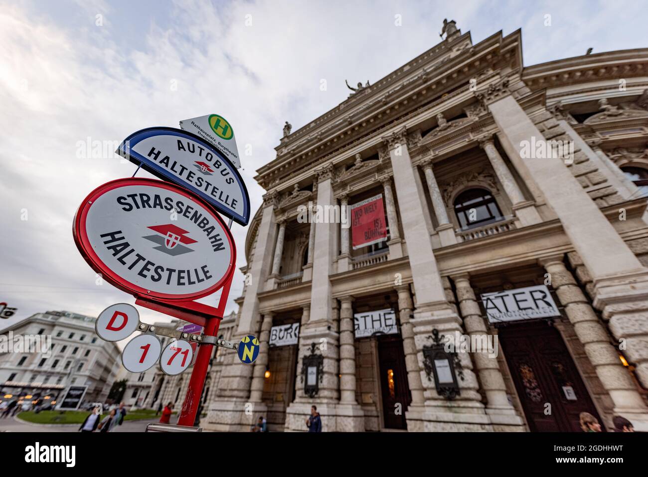 Bus stop Burgtheater of Vienna - the National Theater in the city ...