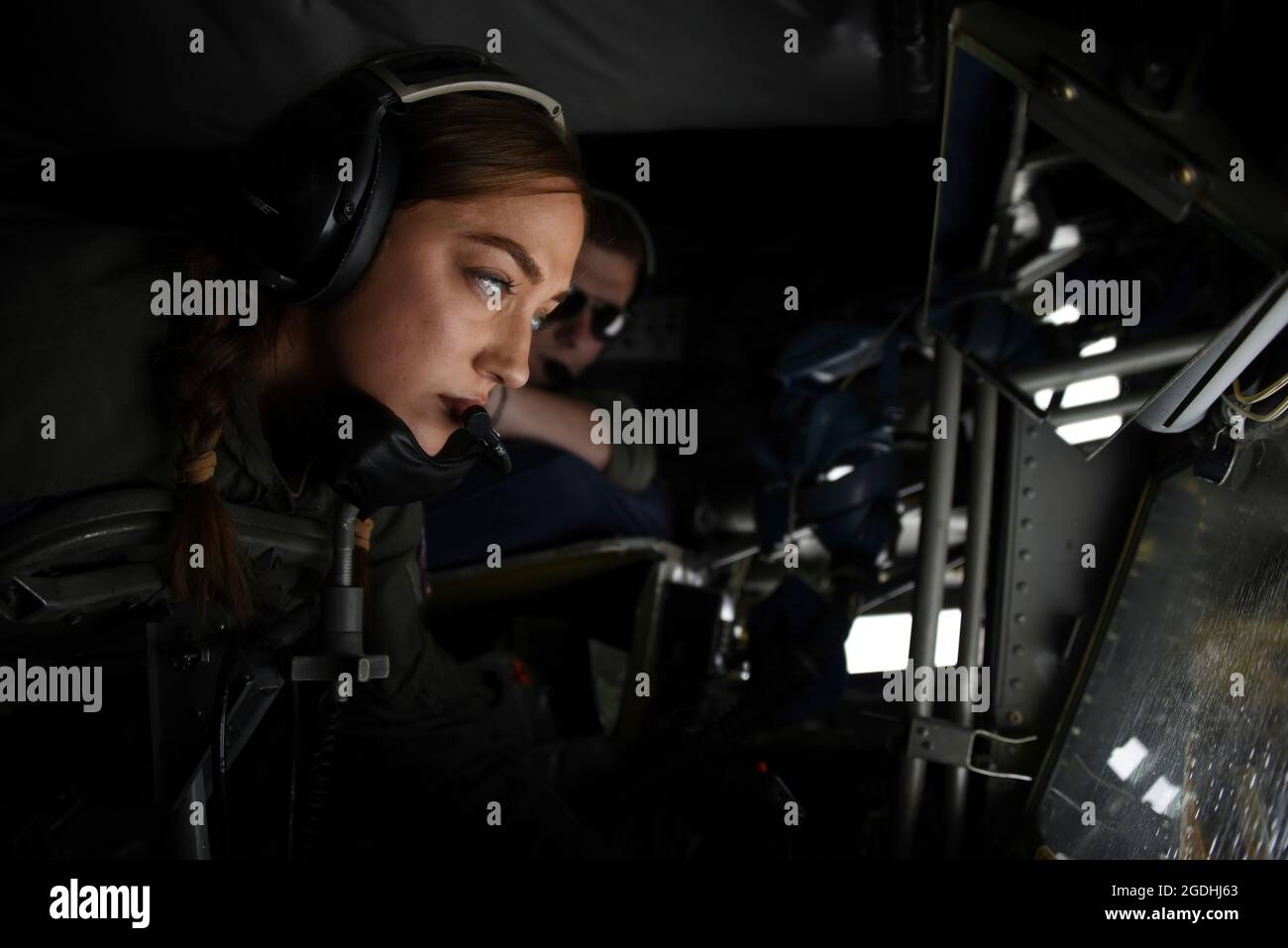 Staff Sgt. Morgan Hall, a boom operator assigned to the Ohio Air National Guard’s 121st Air ...