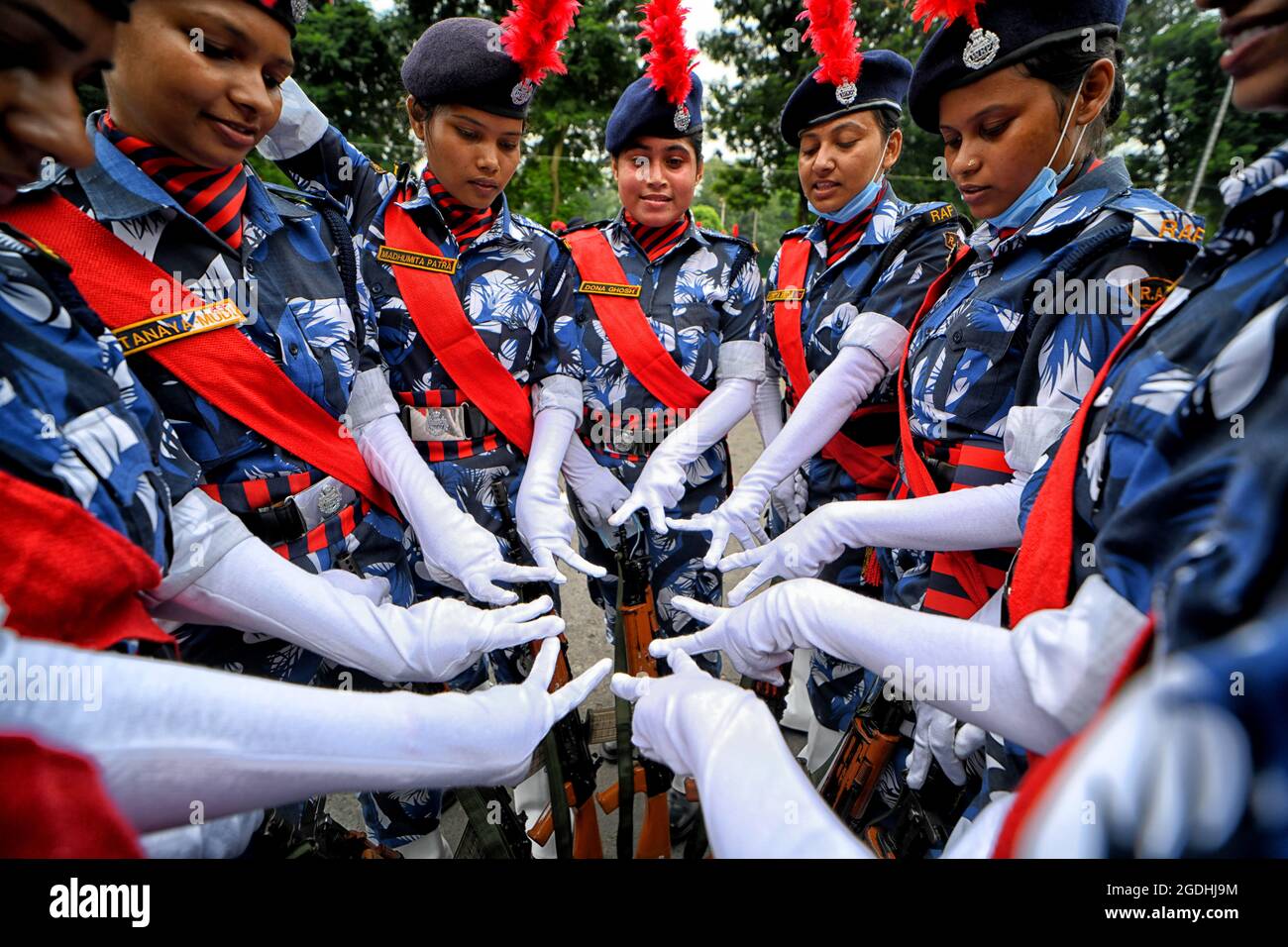 Kolkata, India. 13th Aug, 2021. Rapid Action Force(RAF) Police Women's ...