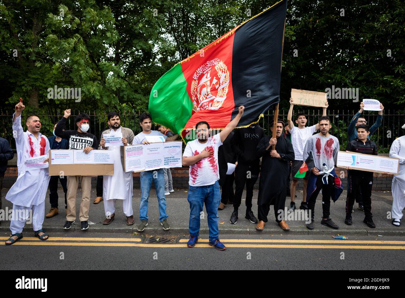 Manchester, UK. 13th Aug, 2021. Supporters of Afghanistan gather ...