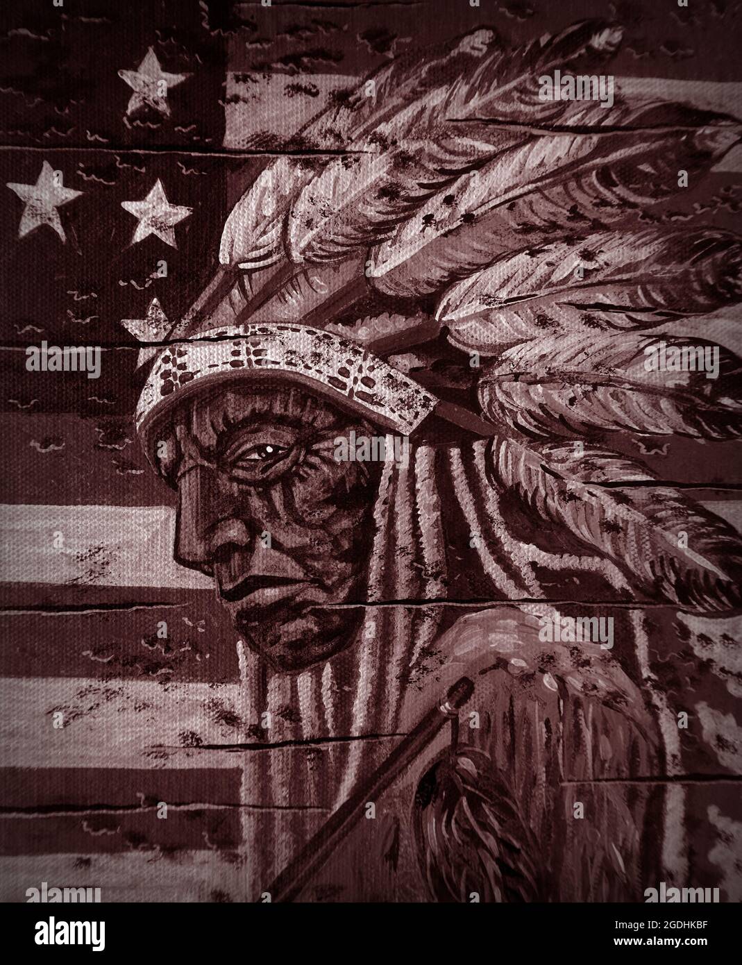 Art painting Oil color Red Indian , Native American , Face Apache Stock ...