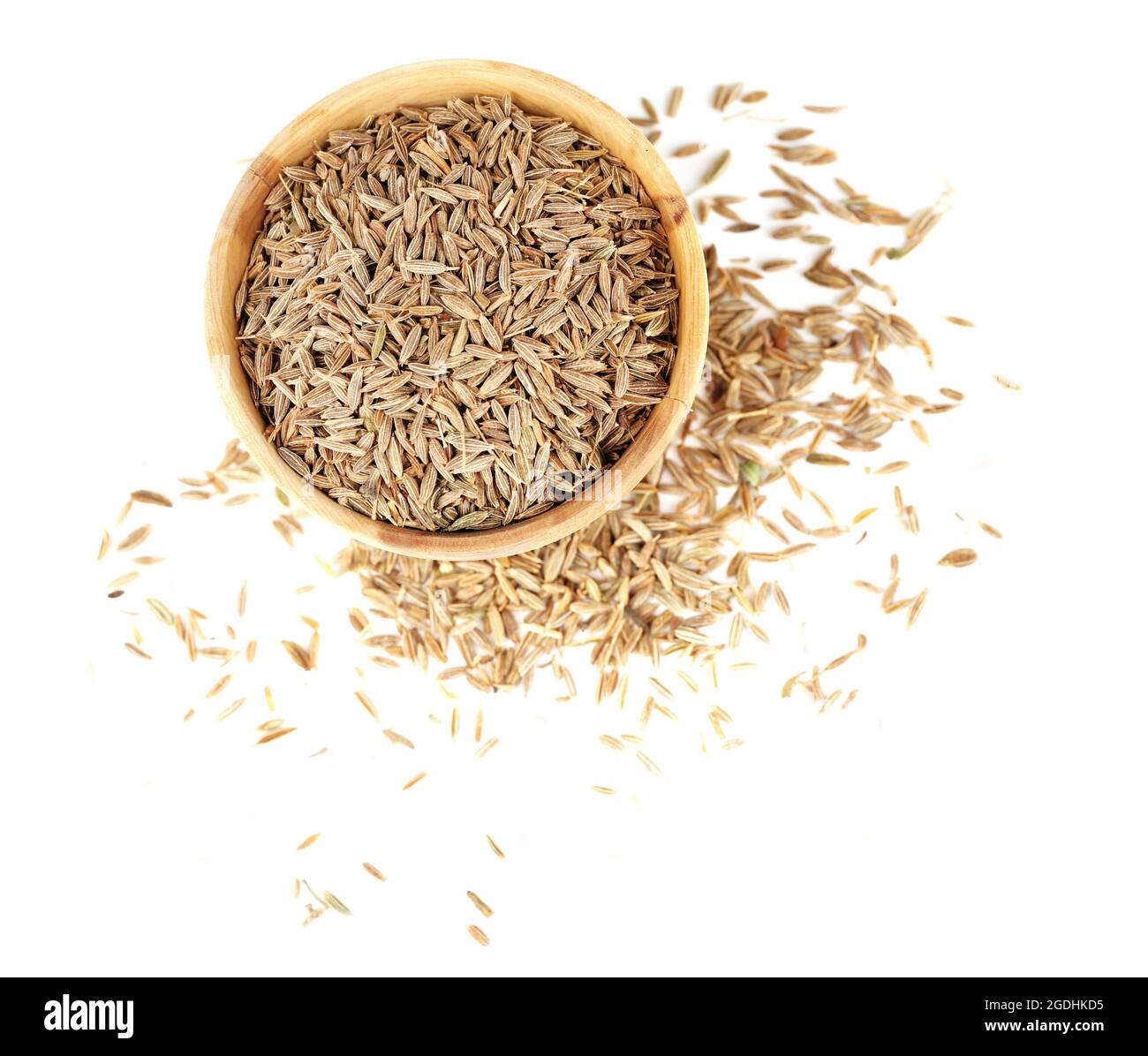 Round wooden bowl full of seasoning on white background isolated Stock ...