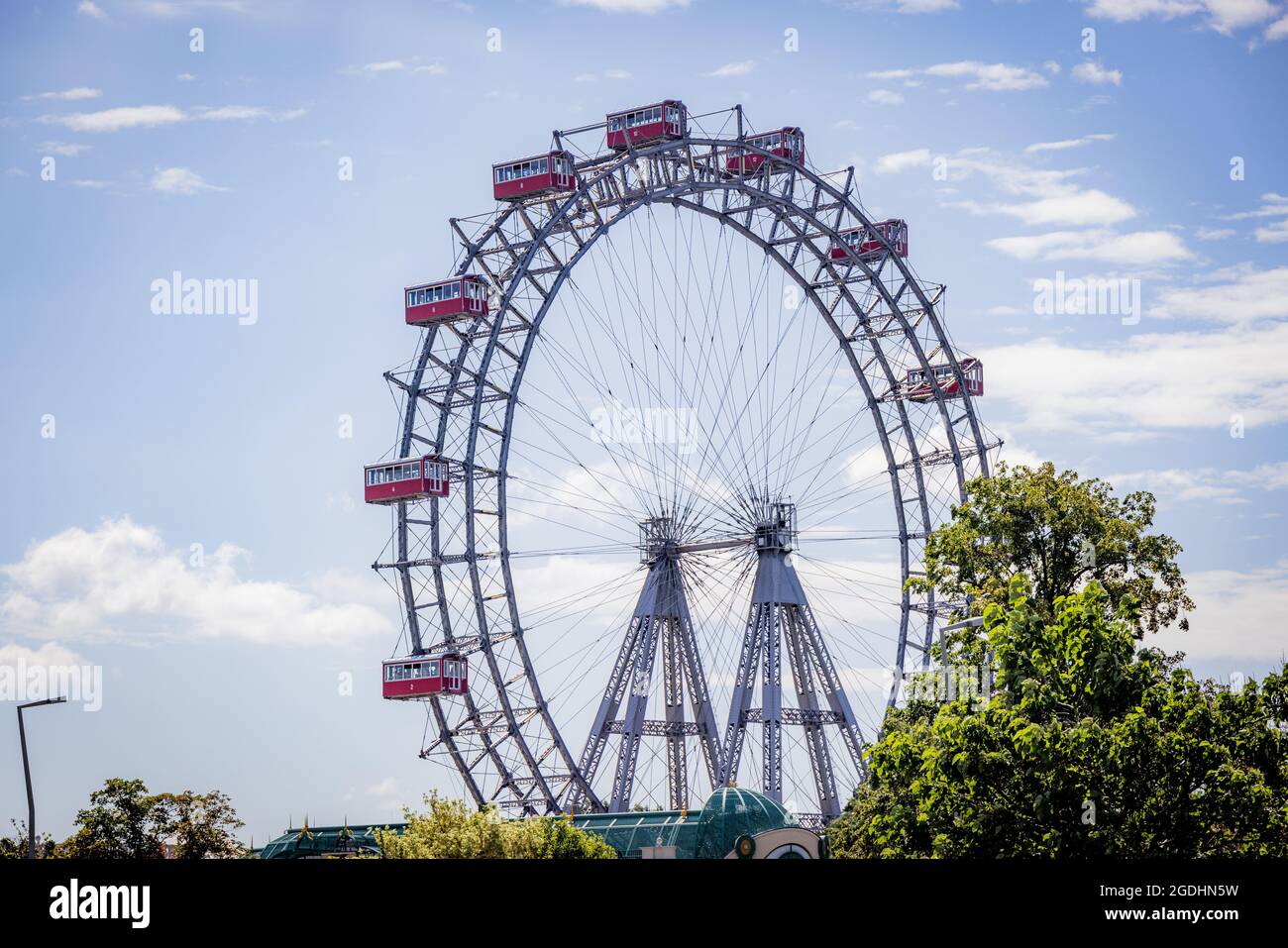 The historic Giant Wheel of Vienna at Prater Entertainment Park ...
