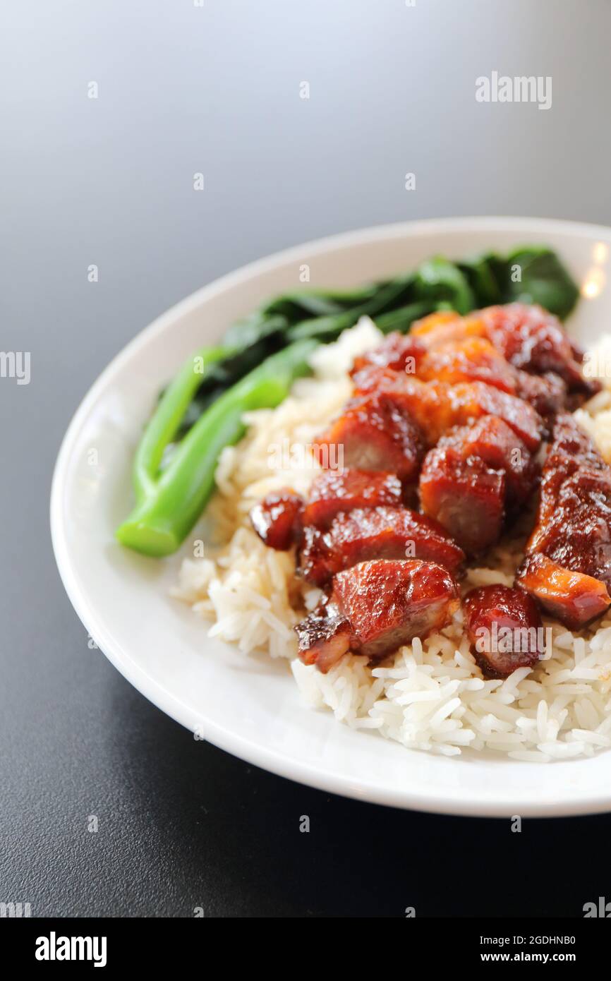rice roasted red pork Stock Photo - Alamy