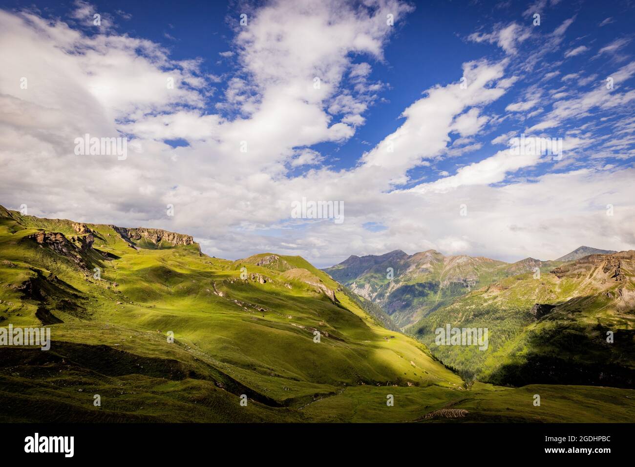 Wonderful wide angle view over Grossglockner High Alpine Road in ...