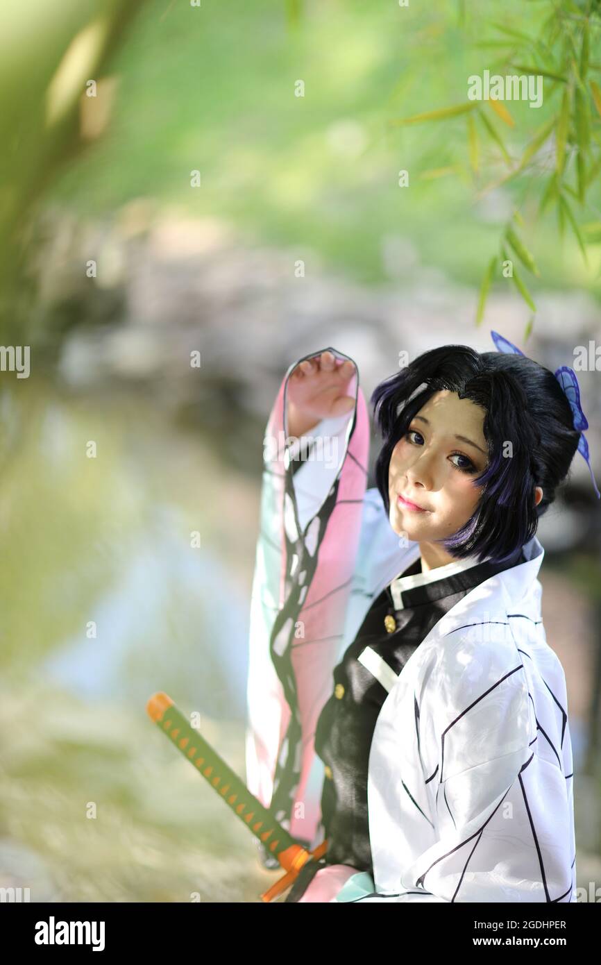 Japan anime cosplay portrait of girl with comic costume with japanese ...