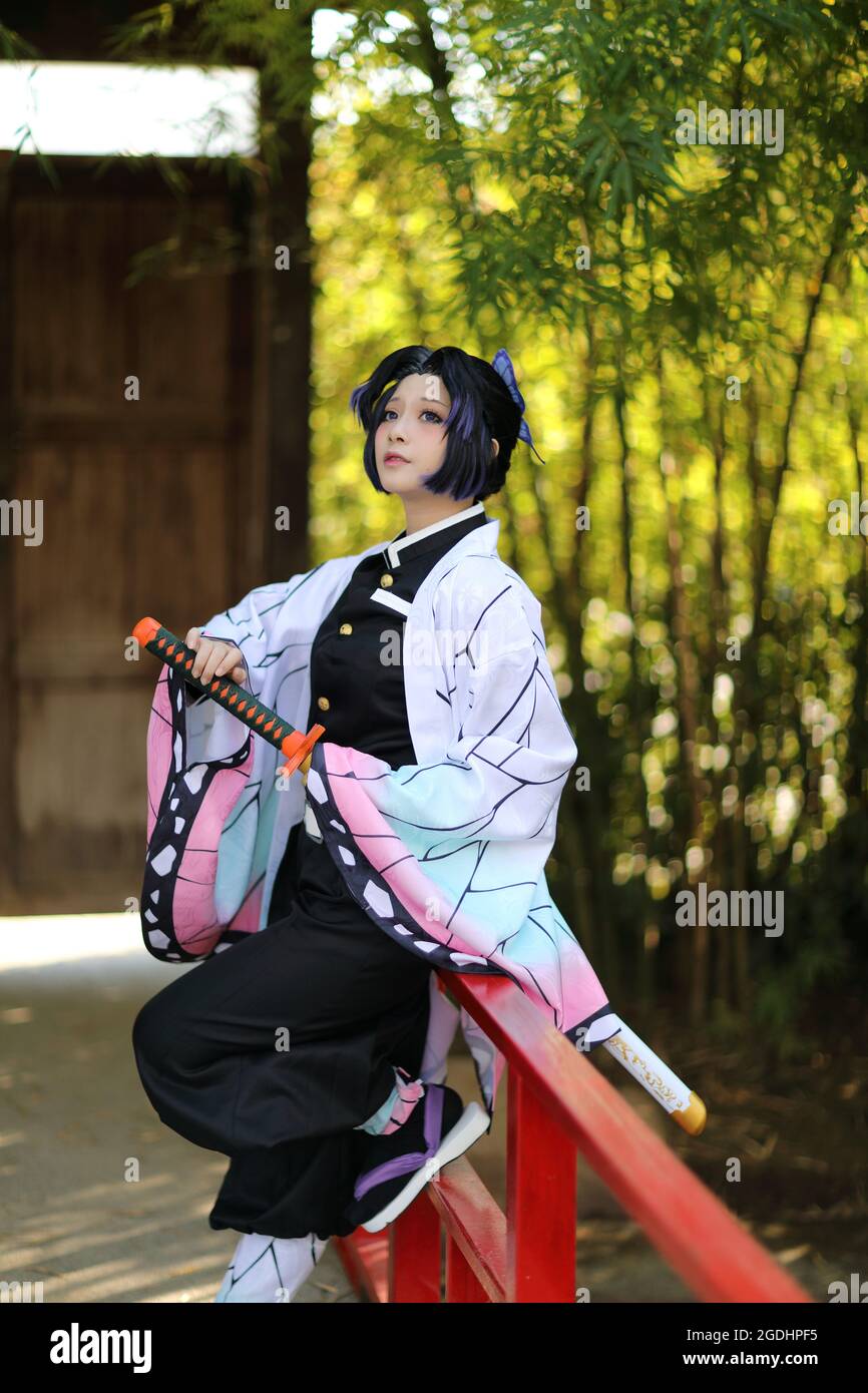 Japan anime cosplay portrait of girl with comic costume with japanese ...