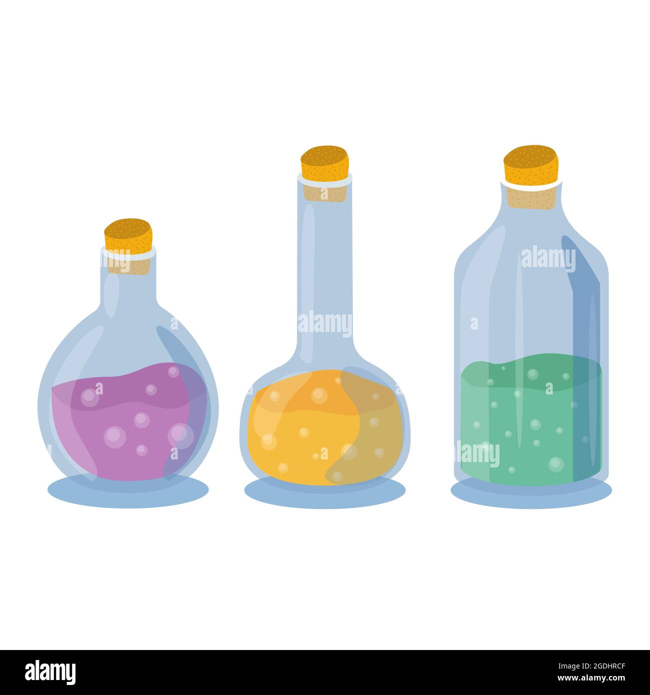 Magic potion bottle icons set isolated on white background vector ...