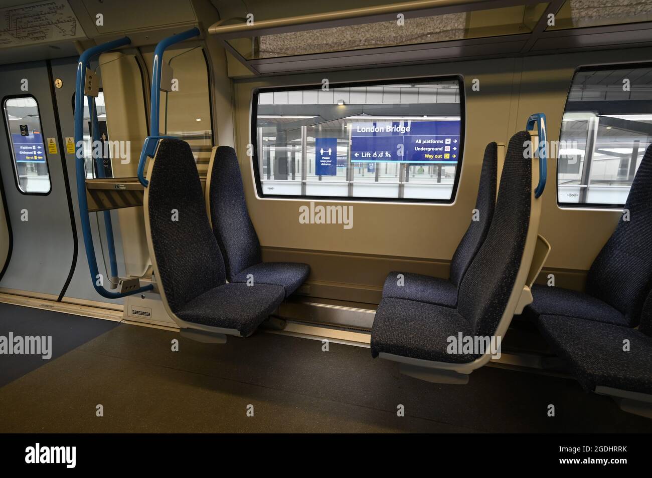 Empty passenger seats on an English train Stock Photo - Alamy