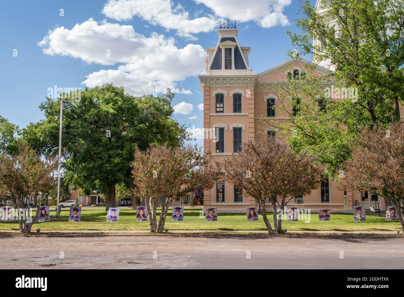 Marfa, TX, US-May 20, 2021: City hall with photos of the towns high ...