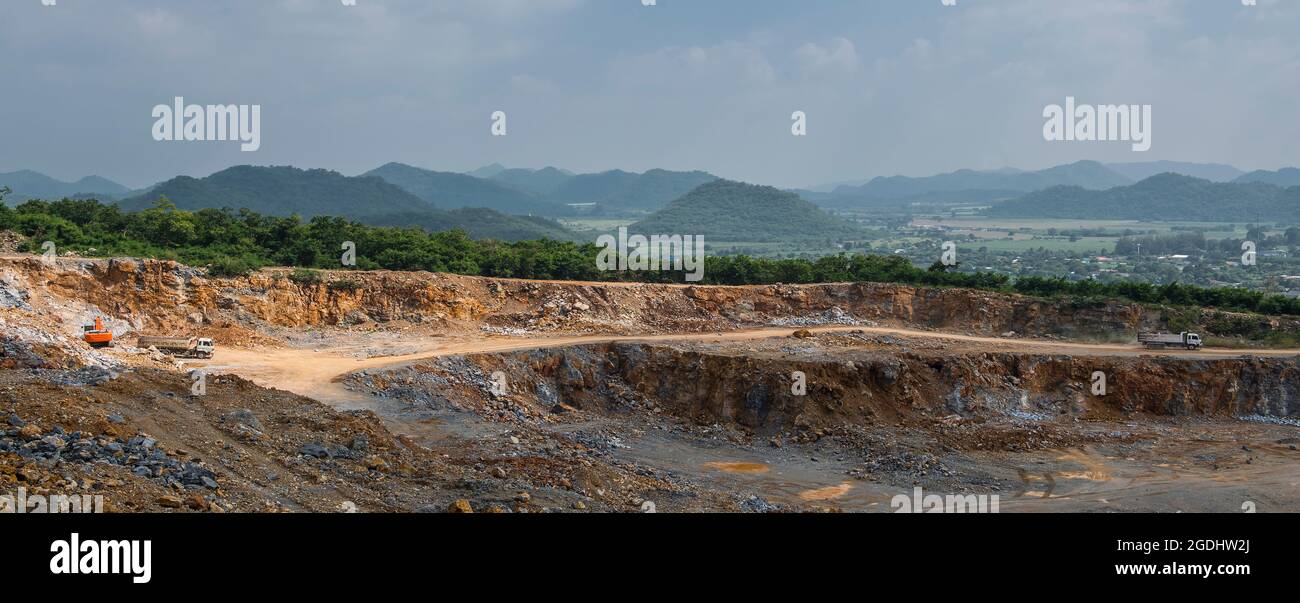 view over excavation site of a gravel mine in Thailand Stock Photo - Alamy