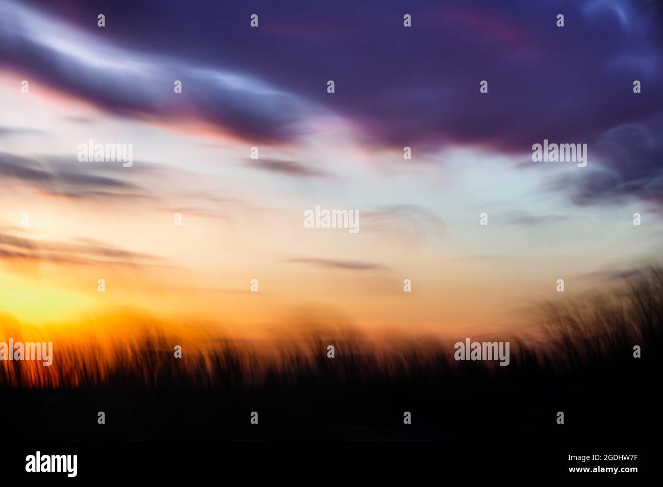 Cotton Candy Spring Sunset Sky, with hues from purple to orange Stock ...