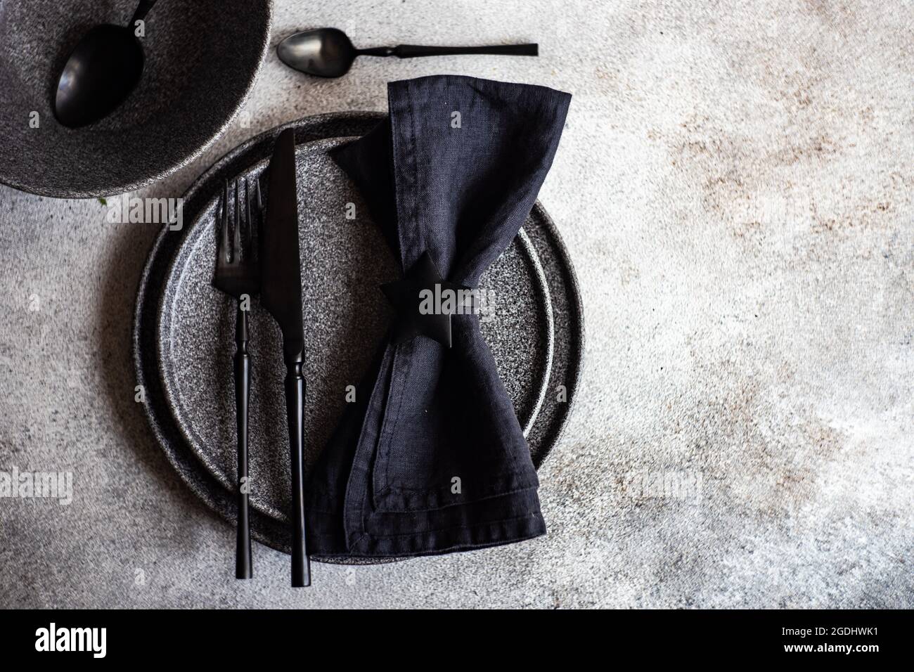 Minimalistic summer table setting decorated with wheat bouquet Stock ...