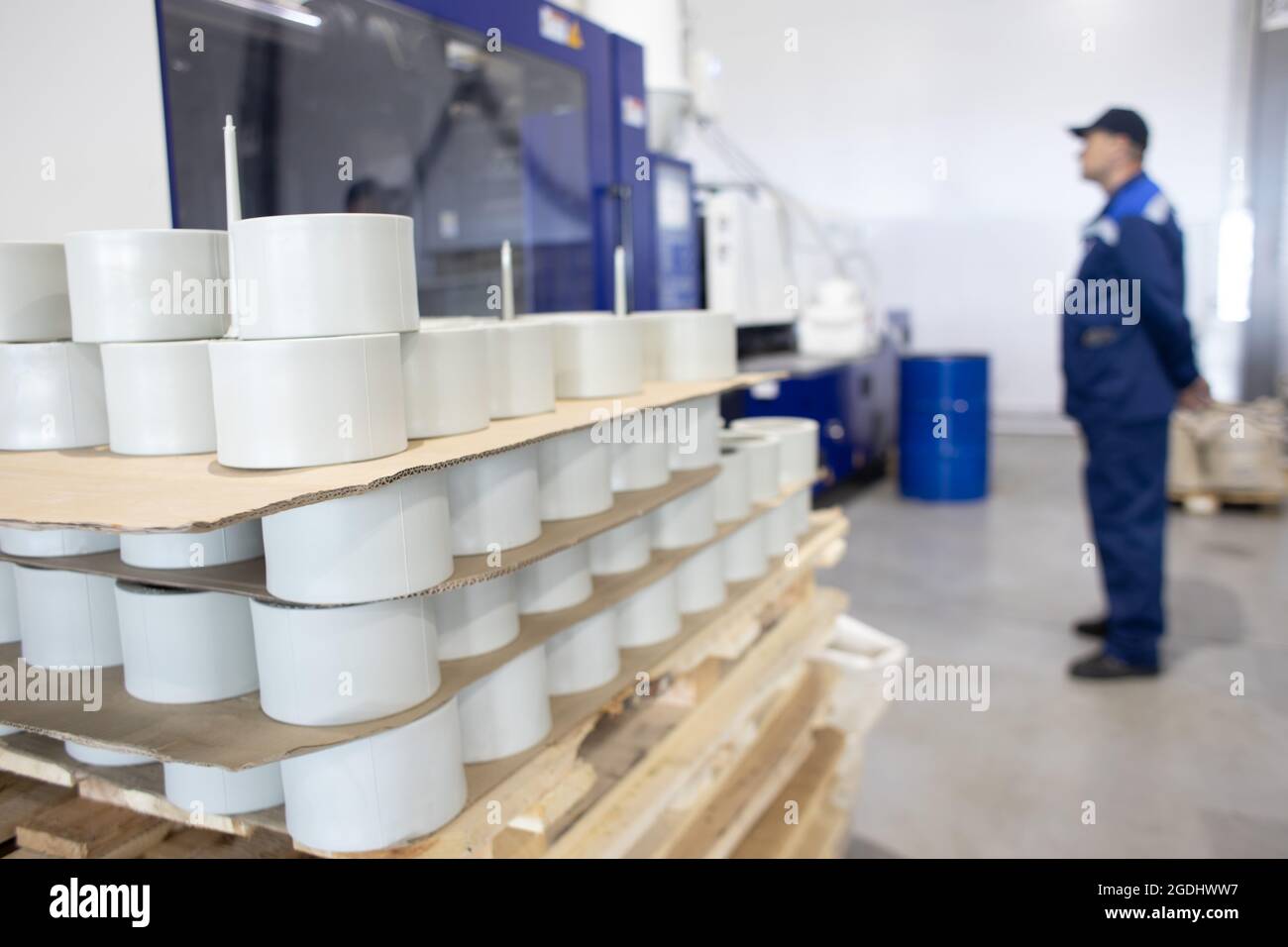 Industrial production of parts and fittings in a factory. Close-up of a ...